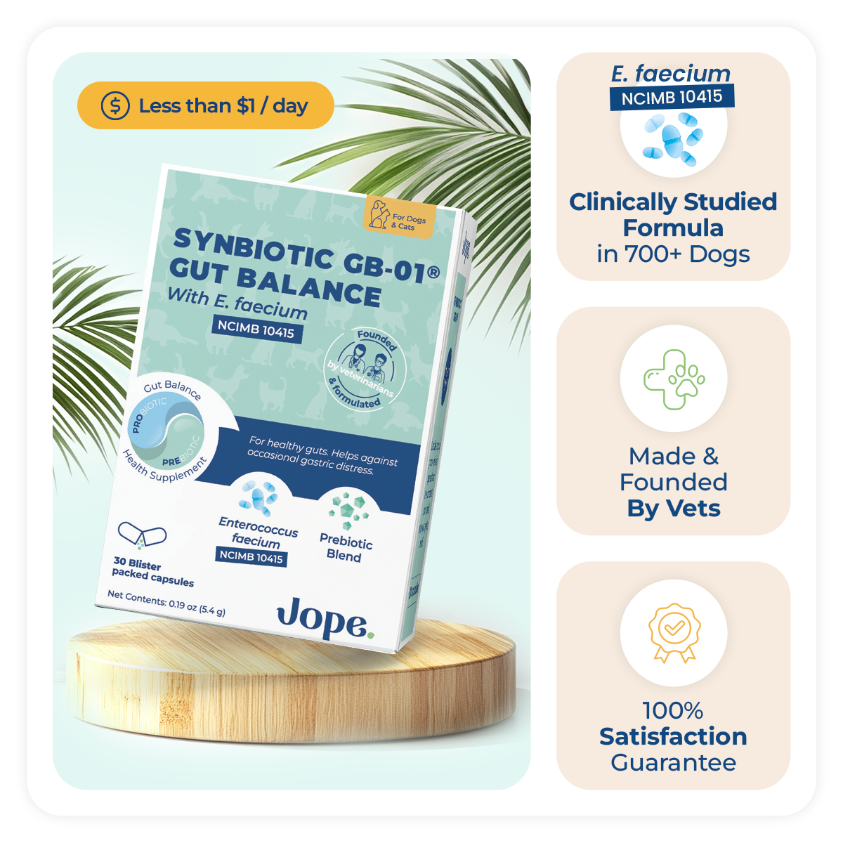 Synbiotic GB-01® Gut Balance | Probiotic for Dogs & Cats | Jope